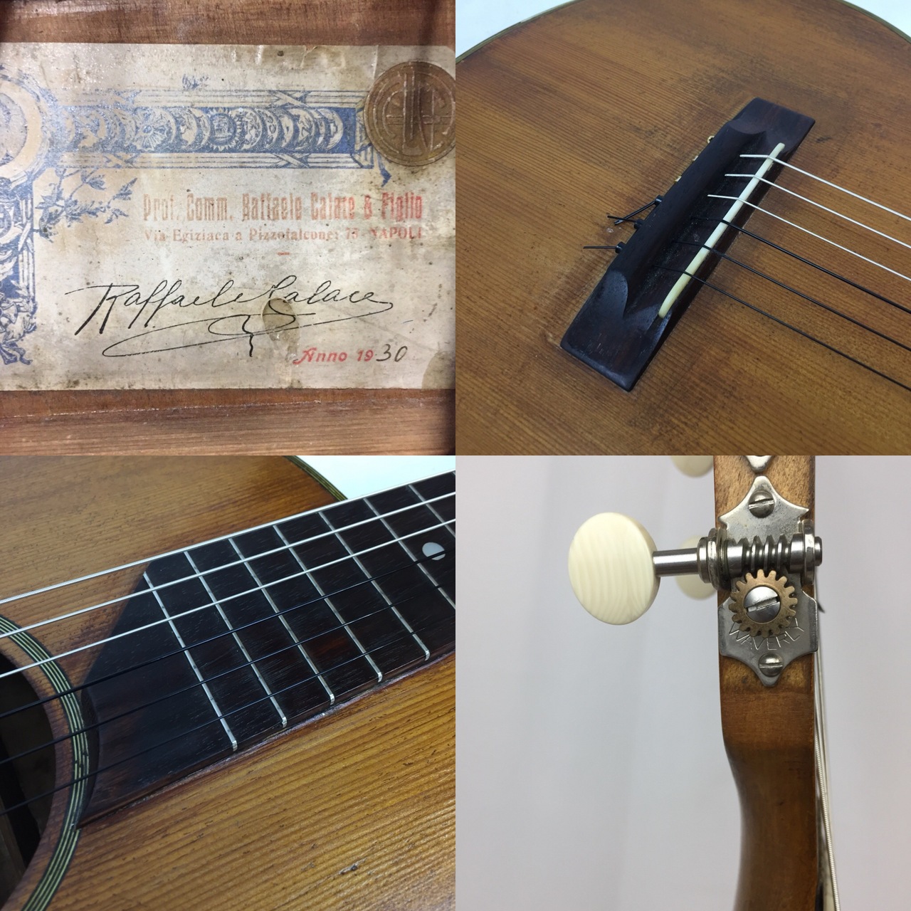 Raffaele Calace Classic Guitar 1930 wide flame SideBack(made din Italy ...